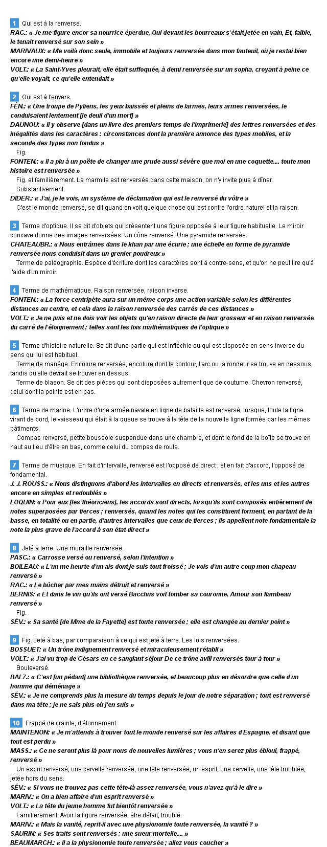 Renversé: La définition du terme "Renversé"